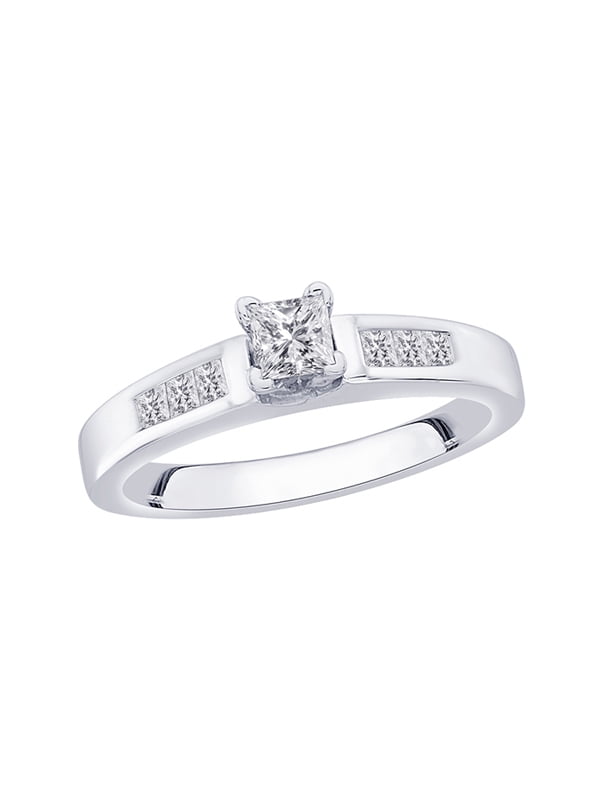 KATARINA Princess Cut Diamond Engagement Ring in 14K White Gold (1/2 ...