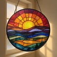 Acrylic Sunset Suncatcher Window Hanging, Vibrant Landscape Style Home ...