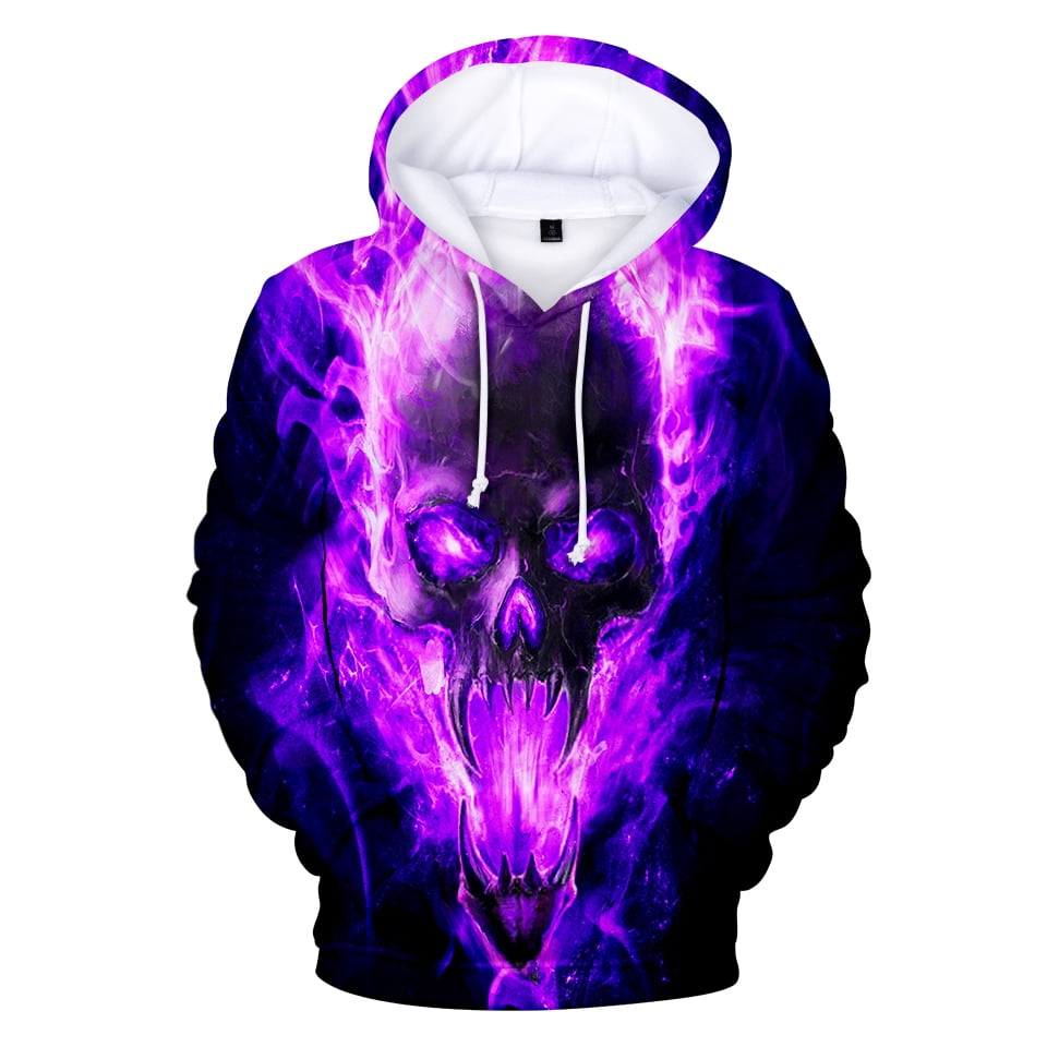 Casual 3D Fire and Skull Hoodie Men Women Unisex Sweatshirts New Print ...