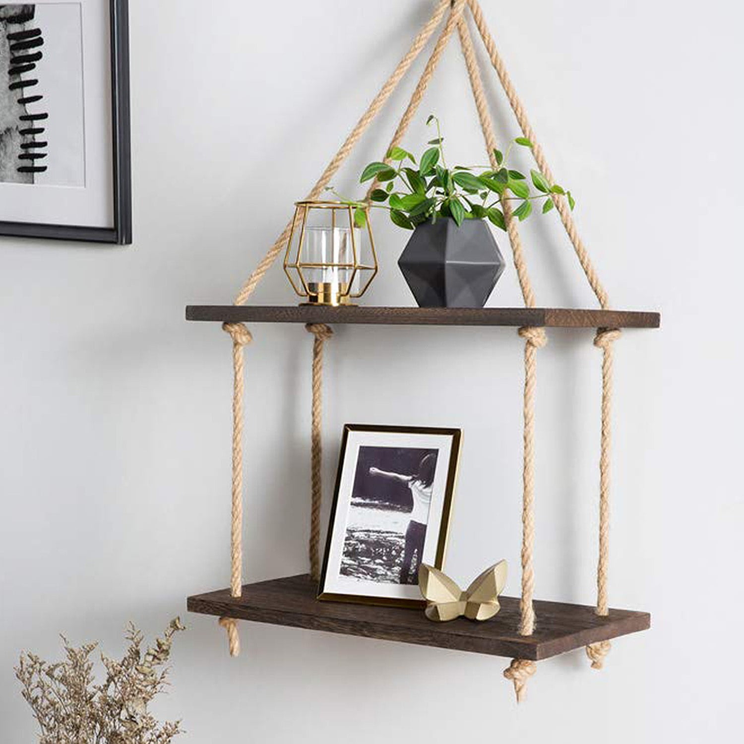 Modern 2-Tier Solid Wood Tiered Shelf with Adjustable Shelves - Walmart.com