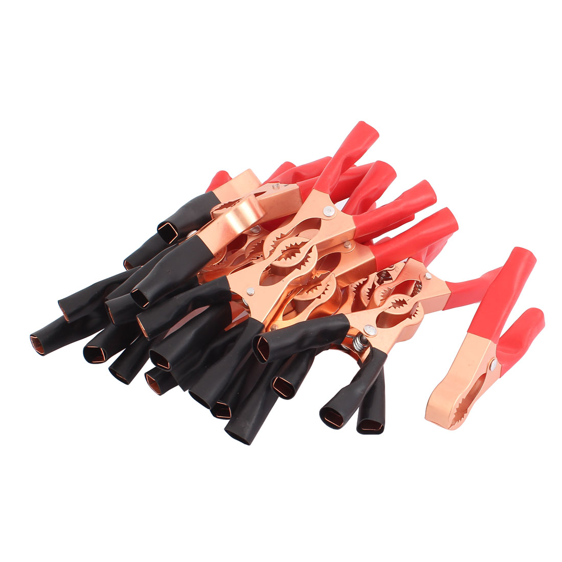 10 Pair 50A Plastic Coated Handle Copper Alligator Clip Clamp Black Red ...