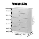 Chest of 5 Drawers High Gloss Wooden Storage Cabinet for Bedroom ...