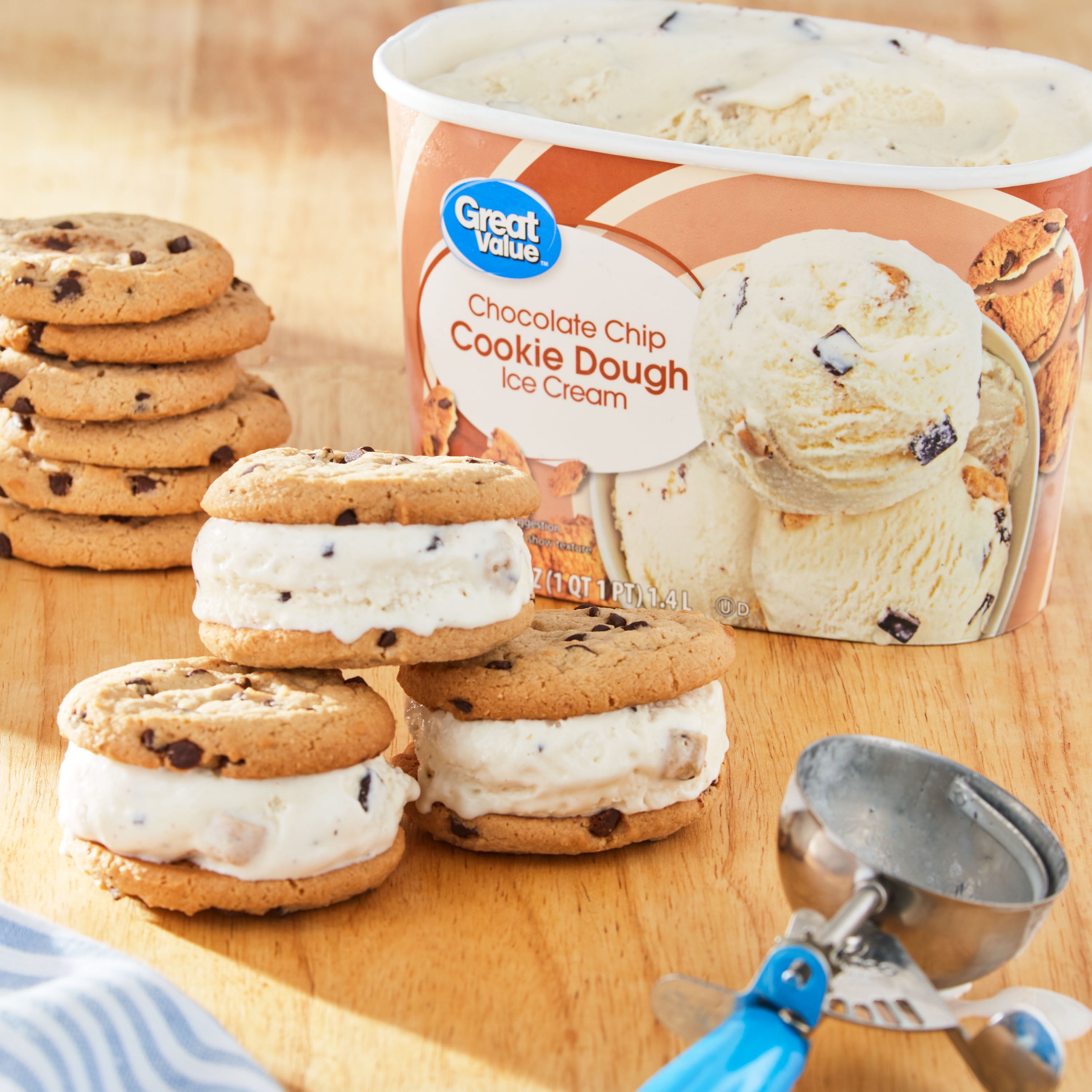 Buy Great Value Chocolate Chip Cookie Dough Ice Cream 48 Fl Oz Online