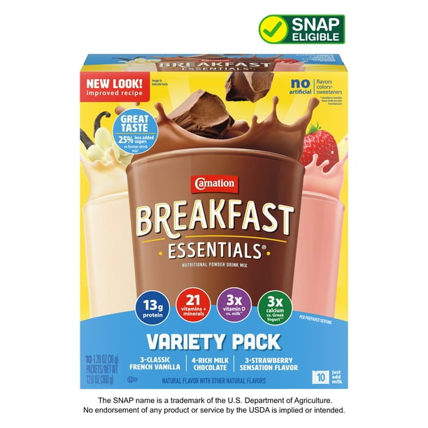 Carnation Breakfast Essentials Nutritional Powder Drink Mix, Variety ...