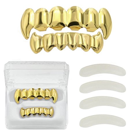 Gold Grills for Your Teeth 18K Gold Plated Hip Hop Custom Fit Polished ...