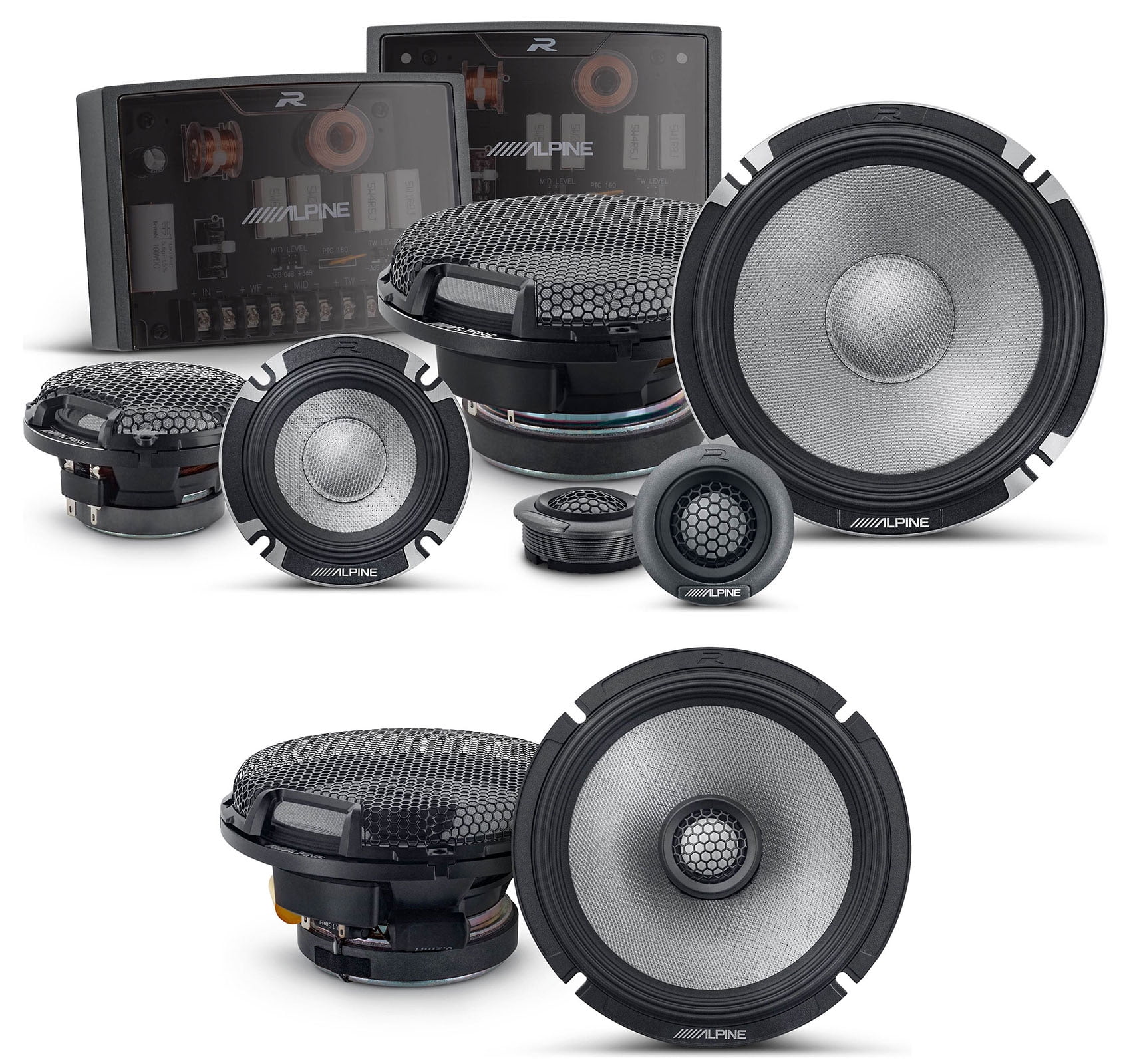 Pair Alpine R2-S65 6.5" 2-Way+R2-S653 High-Resolution Component Car ...