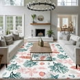 Coral Shell Area Rugs 5x7 ft Watercolor Pink Green Red Coral Starfish ...
