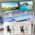 Free Shipping! Furologee 61" Gaming Desk with LED Light & Power Outlets ...