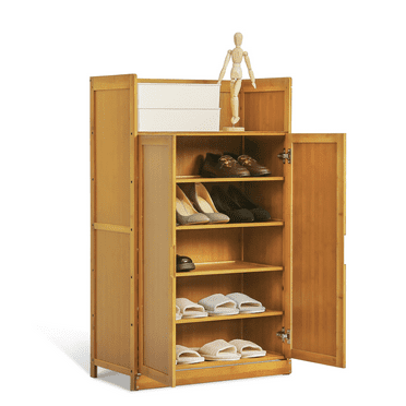 MoNiBloom Bamboo/Acrylic 9 Tiers 40 Pairs Shoes Rack with Door ...