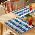 Blue Wood Striped Cotton Linen Placemats Set of 8, Nautical Starfish ...