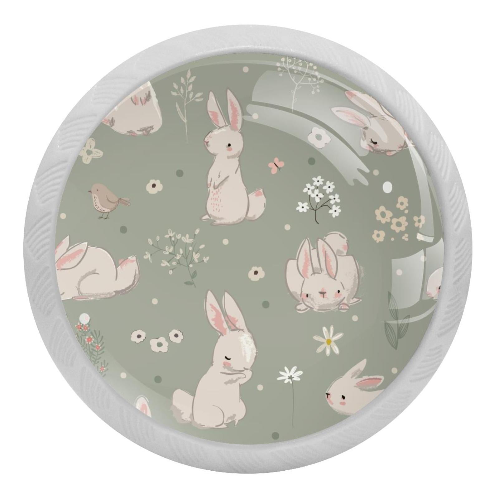 4PCS Round Rabbit and Grass Cabinet Fluorescence Knob Glowing in the ...