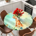 Cartoon Animal Print Small Giraffes Round Fitted Tablecloth with ...