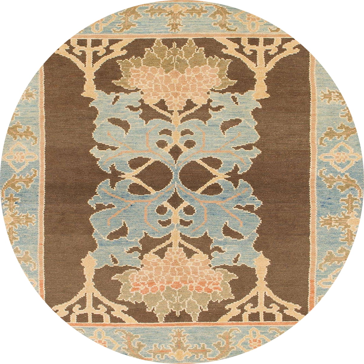 Ahgly Company Indoor Round Abstract Light Brown Abstract Area Rugs, 5 ...