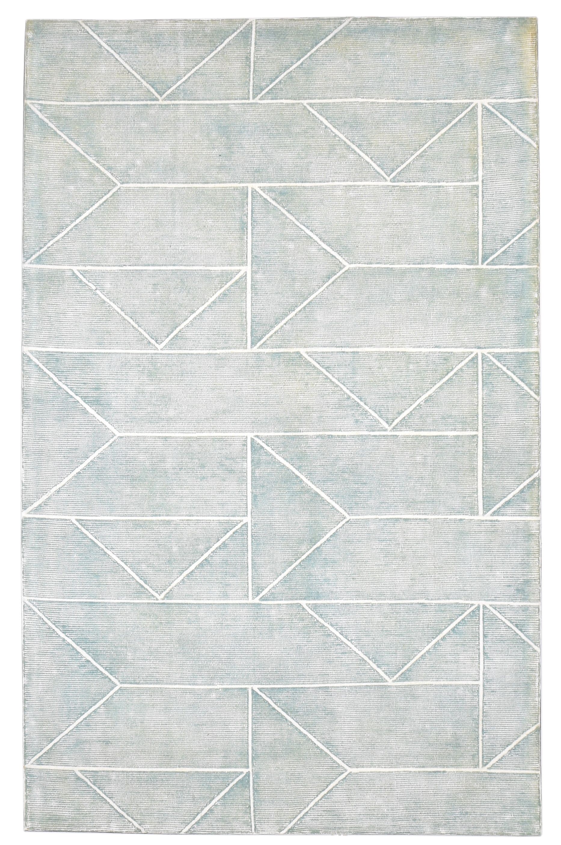 Hand Tufted Green Wool Rug 5X7 Modern Scandinavian Geometric Room Size ...