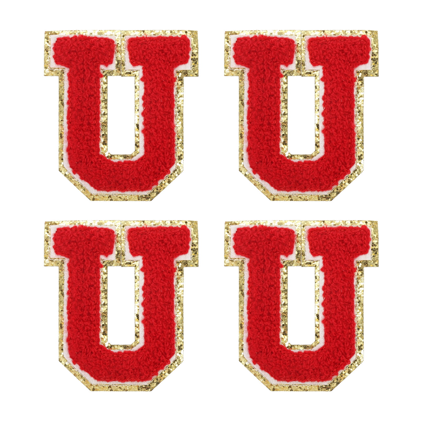 4uds Chenille Letra Parches Termoadhesivos Letra Parches Rojo U ...