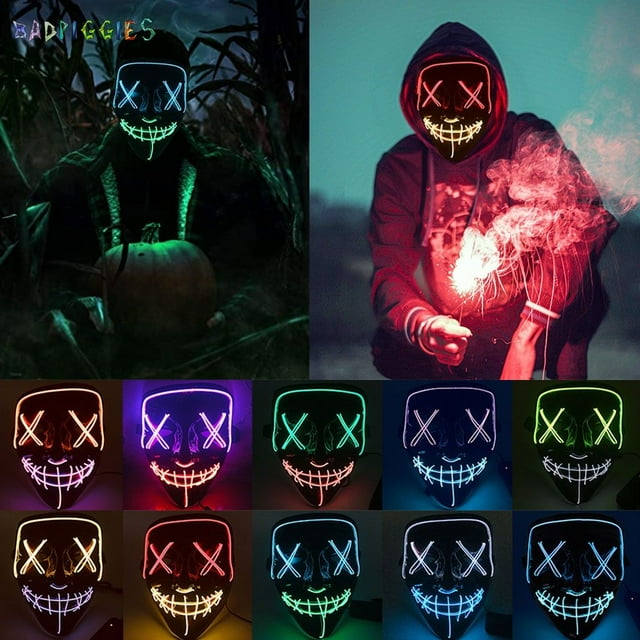 BadPiggies Double Color Scary Halloween LED Glow Mask EL Wire Light Up ...