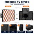 Burnt Orange Plaid Waterproof Outdoor TV Cover, Modern Checkerboard ...