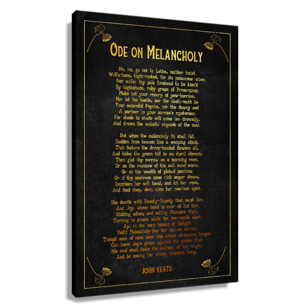Ode on Melancholy Poem Wall Decor John Keats Quote Wall Art Poetry ...