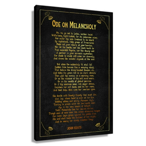 Ode on Melancholy Poem Wall Decor John Keats Quote Wall Art Poetry ...