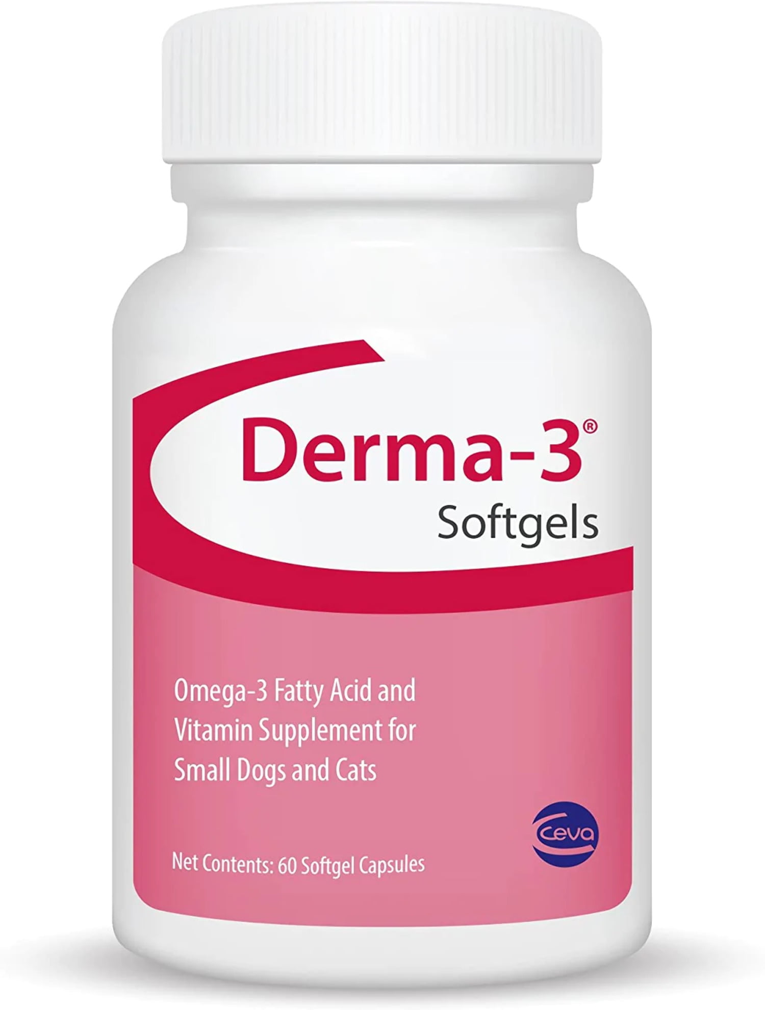 Derma-3 Softgels for Small Breed Dogs Cats 60 Caps Support Healthy Skin ...