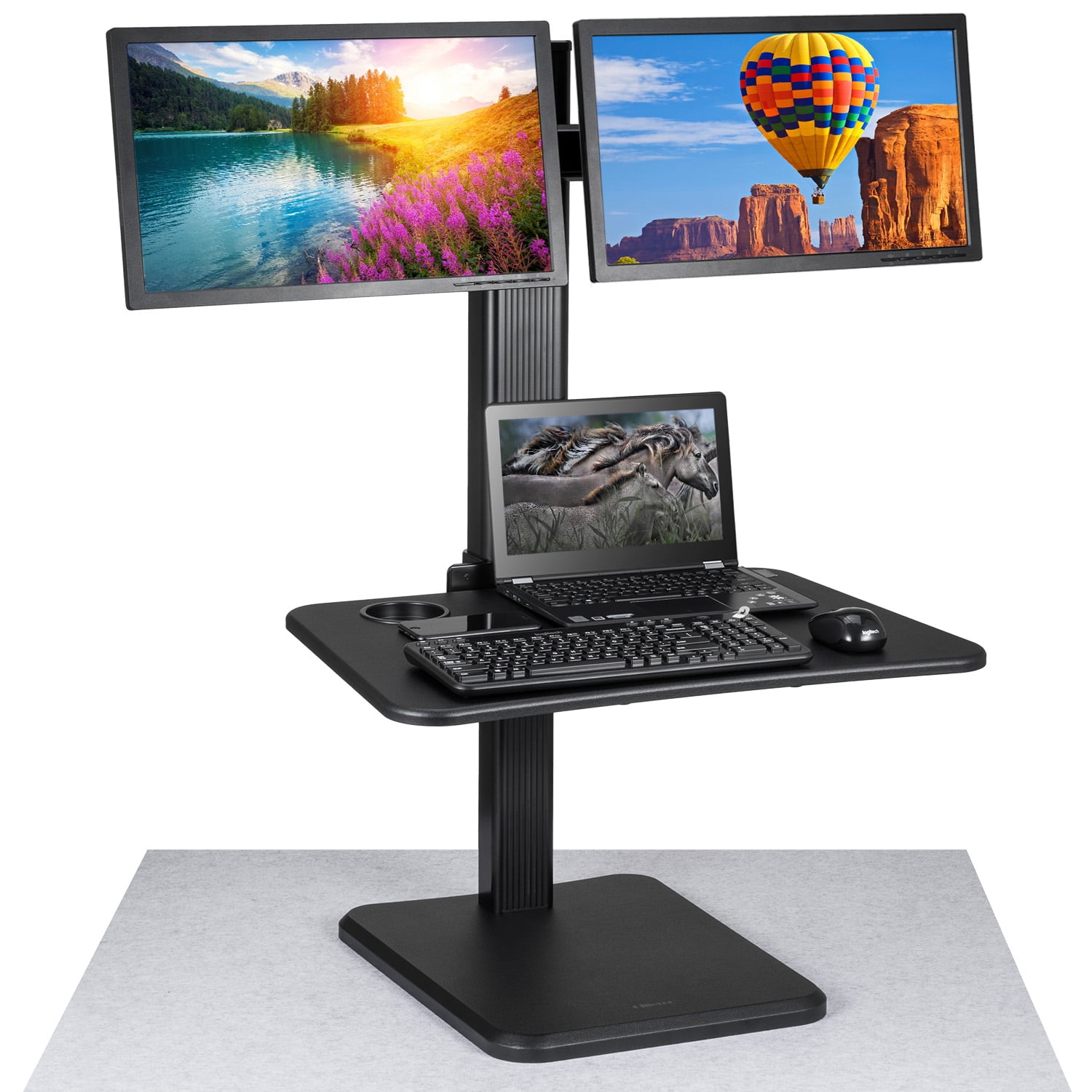 Ollieroo Sit Stand Workstation Standing Desk Converter With Dual Ollieroo Sit Stand Workstation Standing Desk Converter With Dual