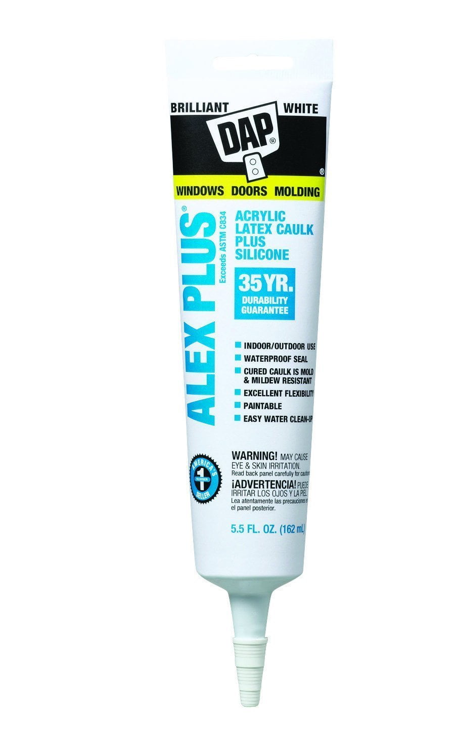 Dap 18128 5.5 Oz White Alex Plus Acrylic Latex Caulk Plus Silicone - 12 ...