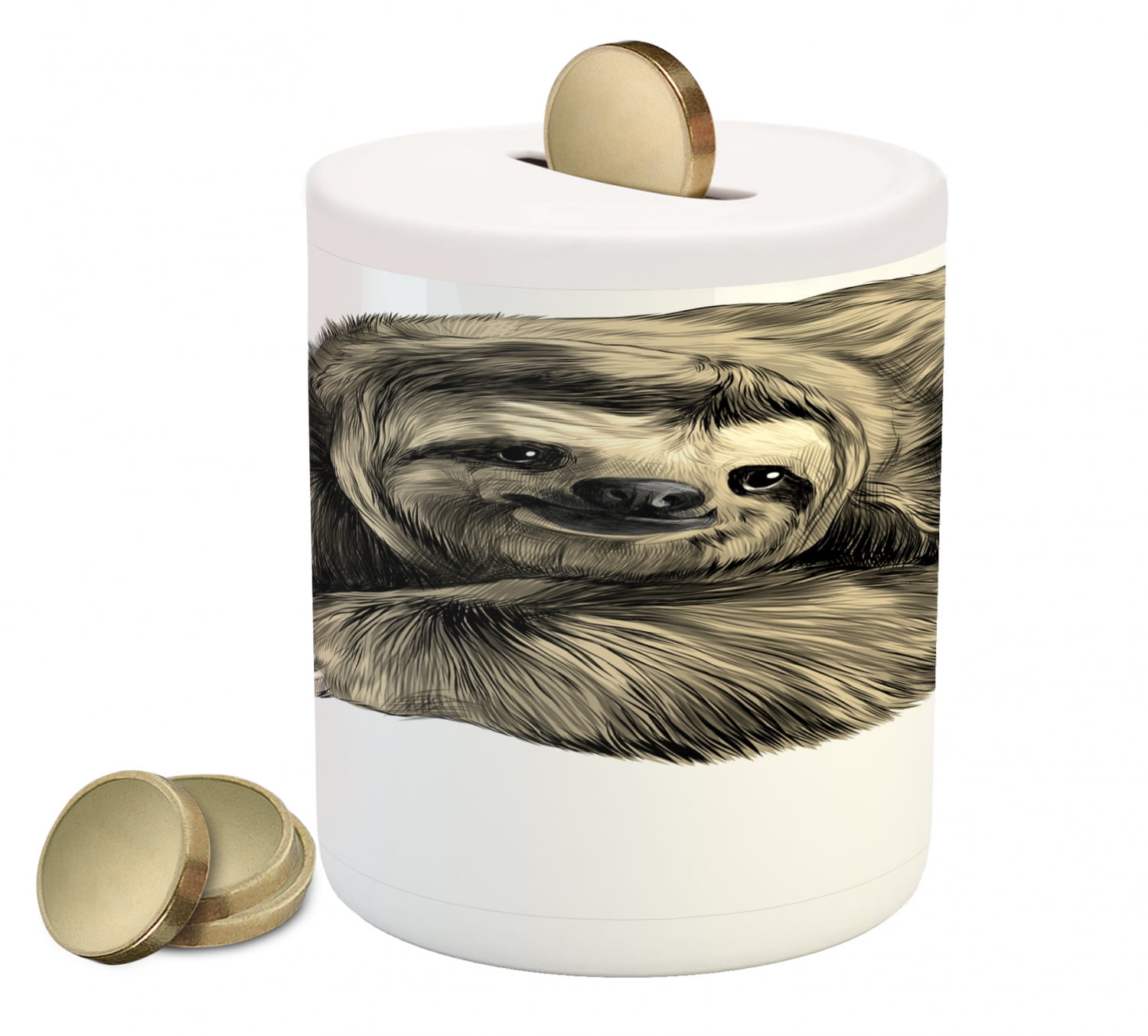 Sloth Piggy Bank, Sweetly Smiling Jungle Animals Lying down Crossed ...