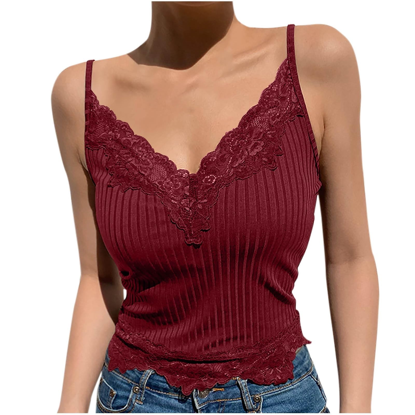 Click here for Red Tank Top Womens Sexy Lace Vests Sleeveless Shi... prices