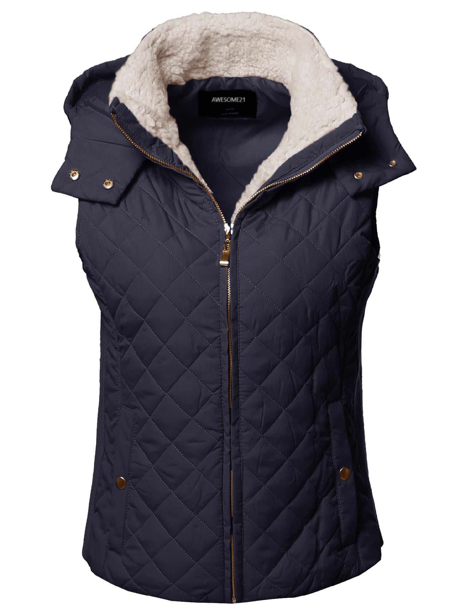 FashionOutfit Women's Solid Full Zip Up Closure Faux Shearing Lined ...