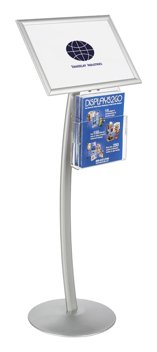 Displays2go CMB17NGWL Floor Sign Holder with Magazine Pocket, 17x11 ...