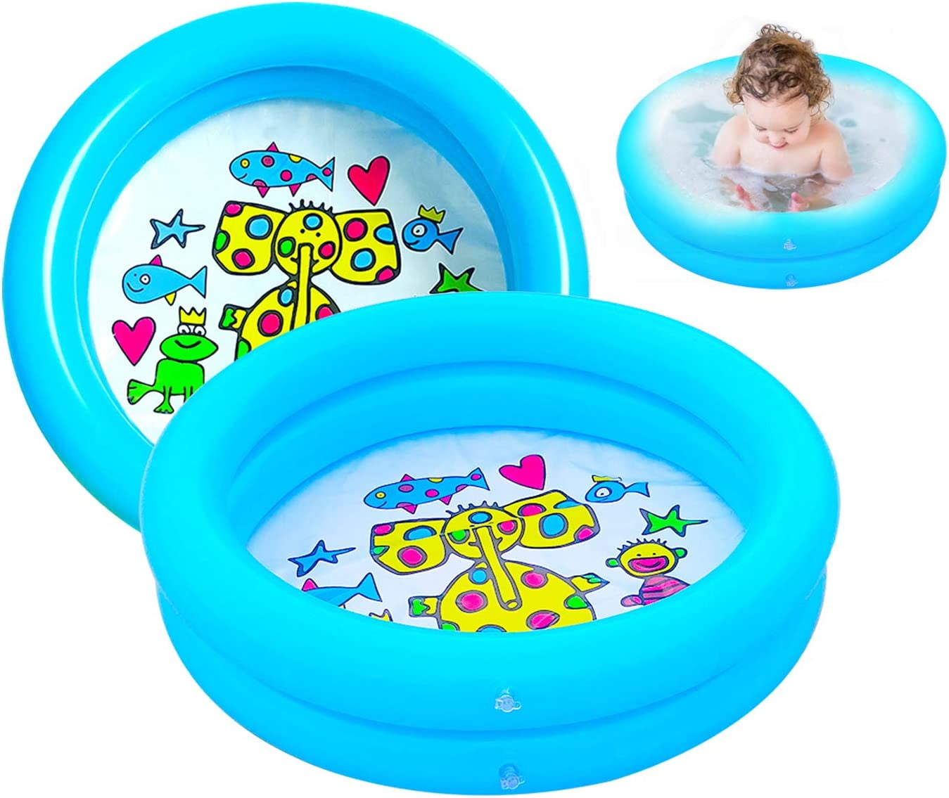 2Packs Kiddie Pool, Inflatable Swimming Pool for Baby, Kids, Toddlers ...