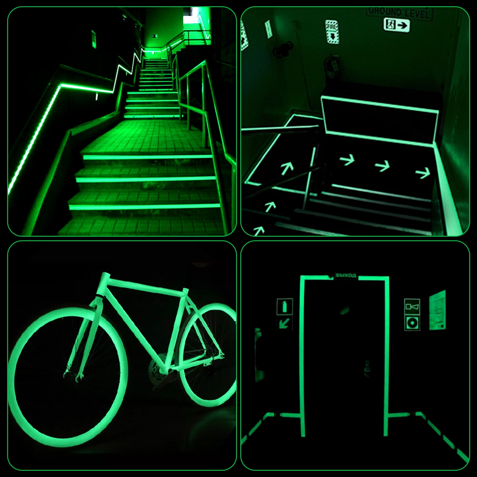 2pcs Glow in The Dark Tape, EEEkit Self-Adhesive Luminous Tape Sticker ...