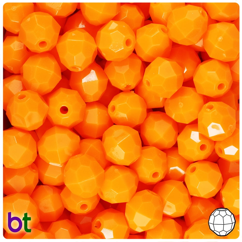 BeadTin Orange Opaque 12mm Faceted Round Plastic Beads (180pcs ...