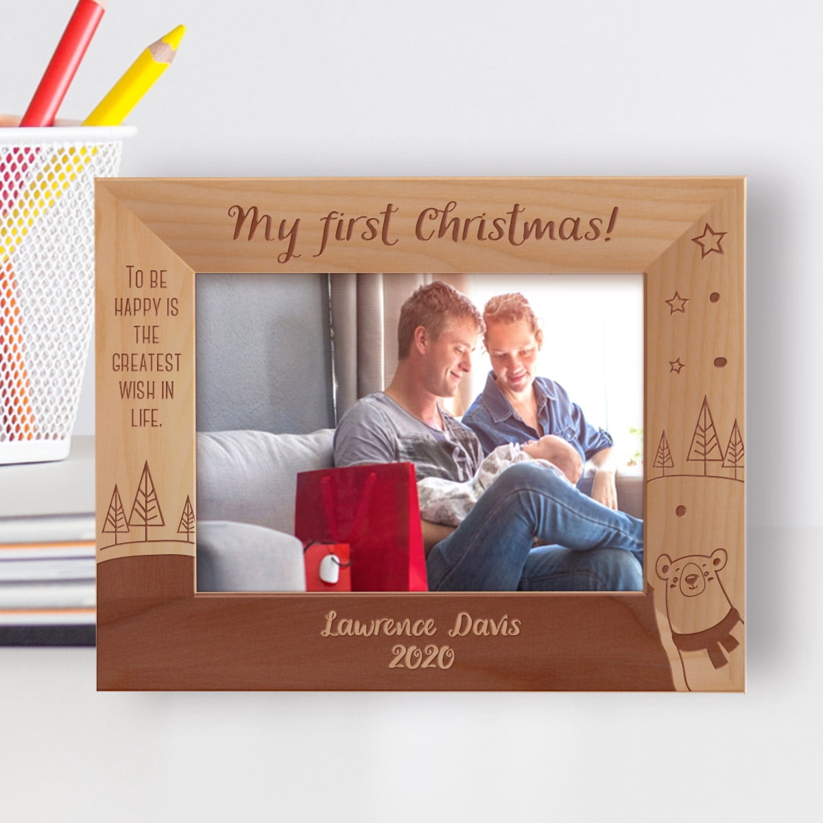 To Be Happy Is The Greatest Wish In Life Personalized Wooden Frame-7" x ...