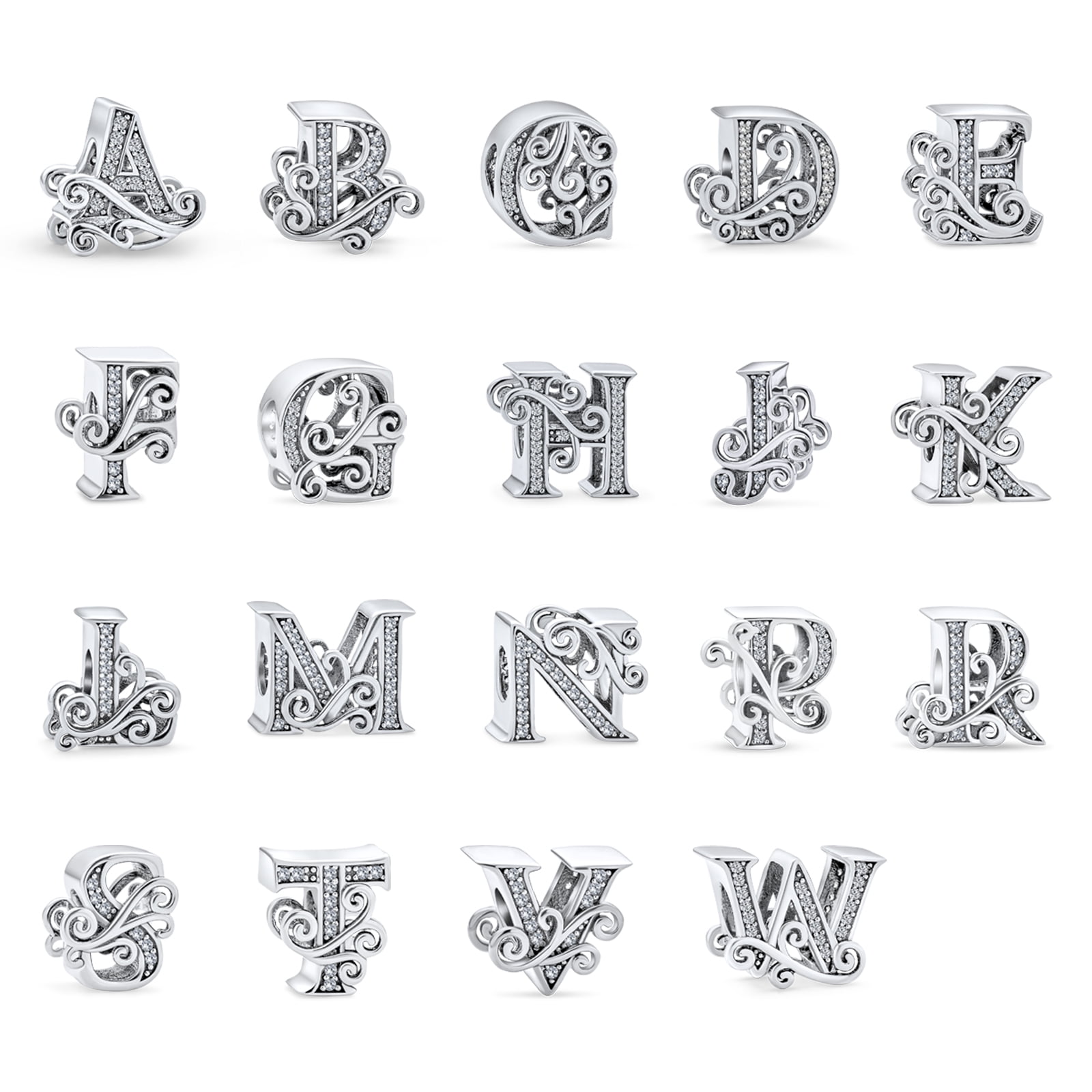 Silver Fancy Alphabet