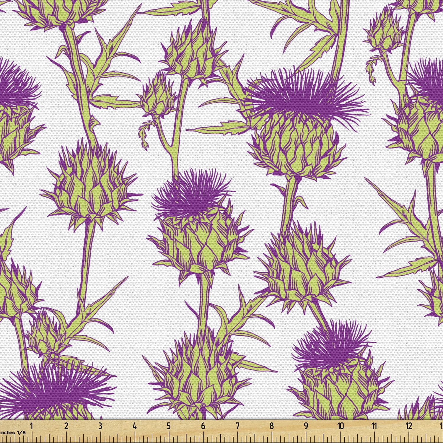 Thistle Fabric by the Yard, Summer Floral Theme with Continuous Thistle ...