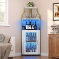 60" Corner Bar Cabinet,Wine Storage Cabinet with Wine Rack & Glass ...