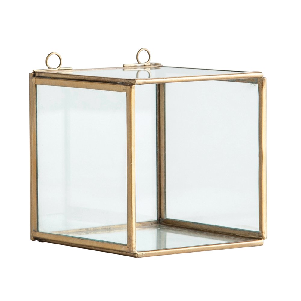 Creative Co-Op Brass Framed Glass Display Case (Hangs or Sits ...