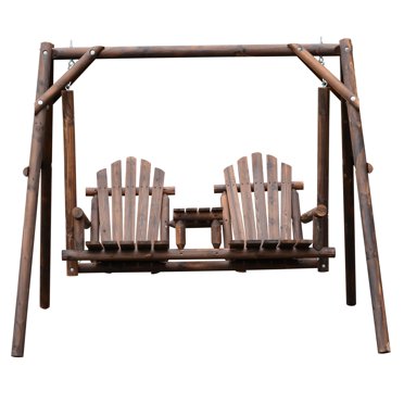 Lakeland Mills White Cedar Log Porch Swing and Stand Set - Walmart.com