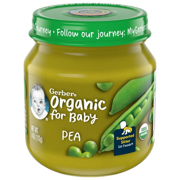 Gerber 1st Foods Organic for Baby Baby Food, Pea, 4 oz Jar (10 Pack ...