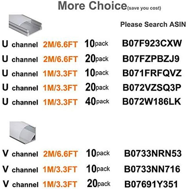 Led Strip Lights Outdoor 10-Pack U-Shape LED Aluminum Channels With ...