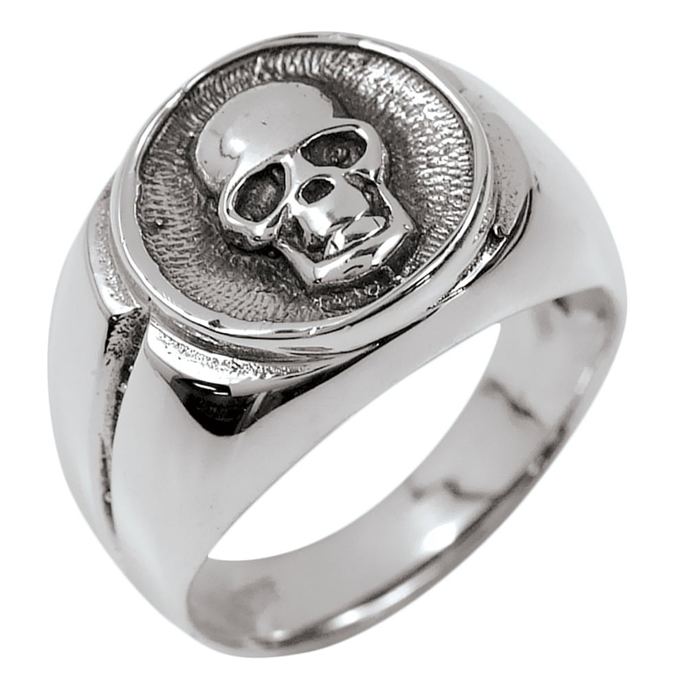 Skull Signet Sterling Silver Ring - Walmart.com
