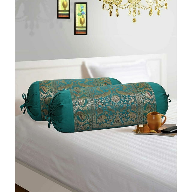 Stylo Culture Traditional Polydupion Cylindrical Tube Pillow Bolster ...