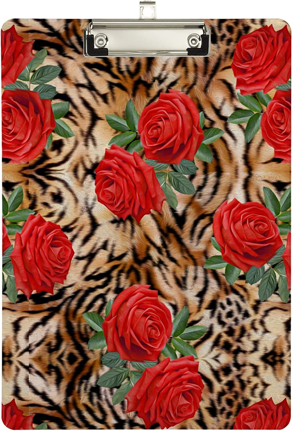 ZHANZZK Beautiful Leopard Red Rose Print Clipboard Hardboard Wood ...