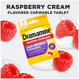 Dramamine Chewable Less Drowsy, Motion Sickness Relief, Raspberry Cream ...