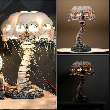 Halloween Skull Lamp, Skull and Spine Table Lingts,Gothic Table Lamp,3D ...