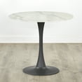 TMS Rho 35.5" Round Indoor Pedestal Dining Table, Black/White Faux ...