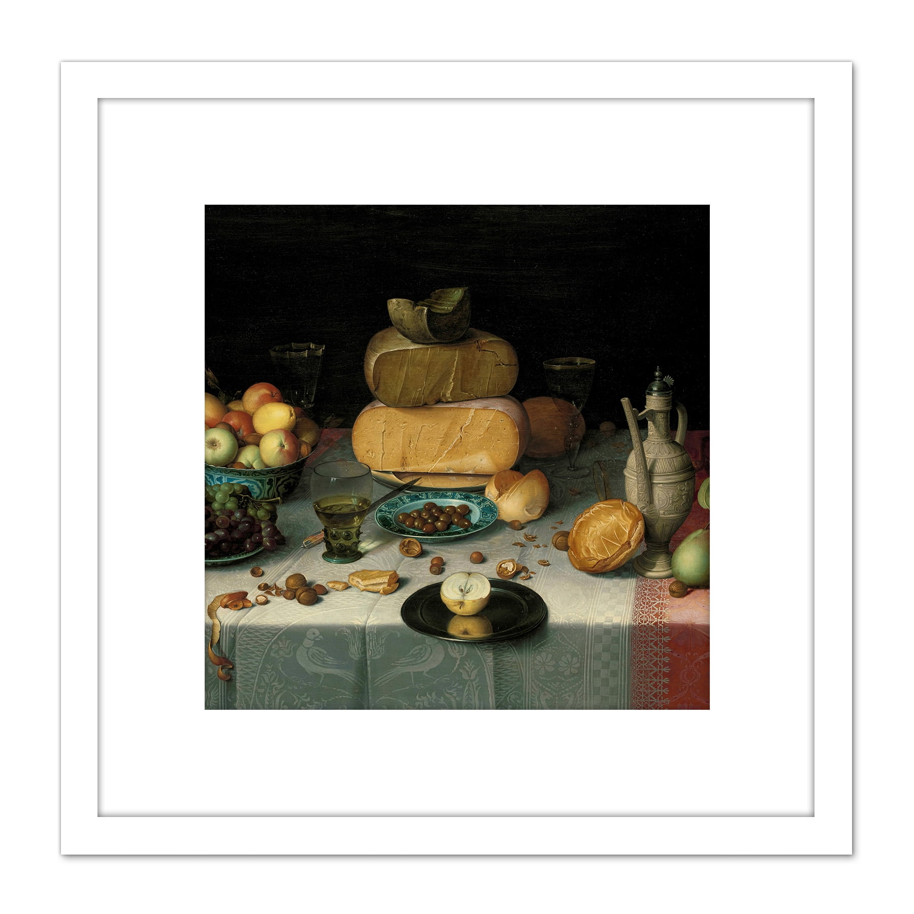 Van Dijck Still Life With Cheese 8X8 Inch Square Wooden Framed Wall Art ...
