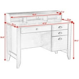 Topbuy Wooden Computer Writing Desk, Study Table with Drawers, Walnut ...