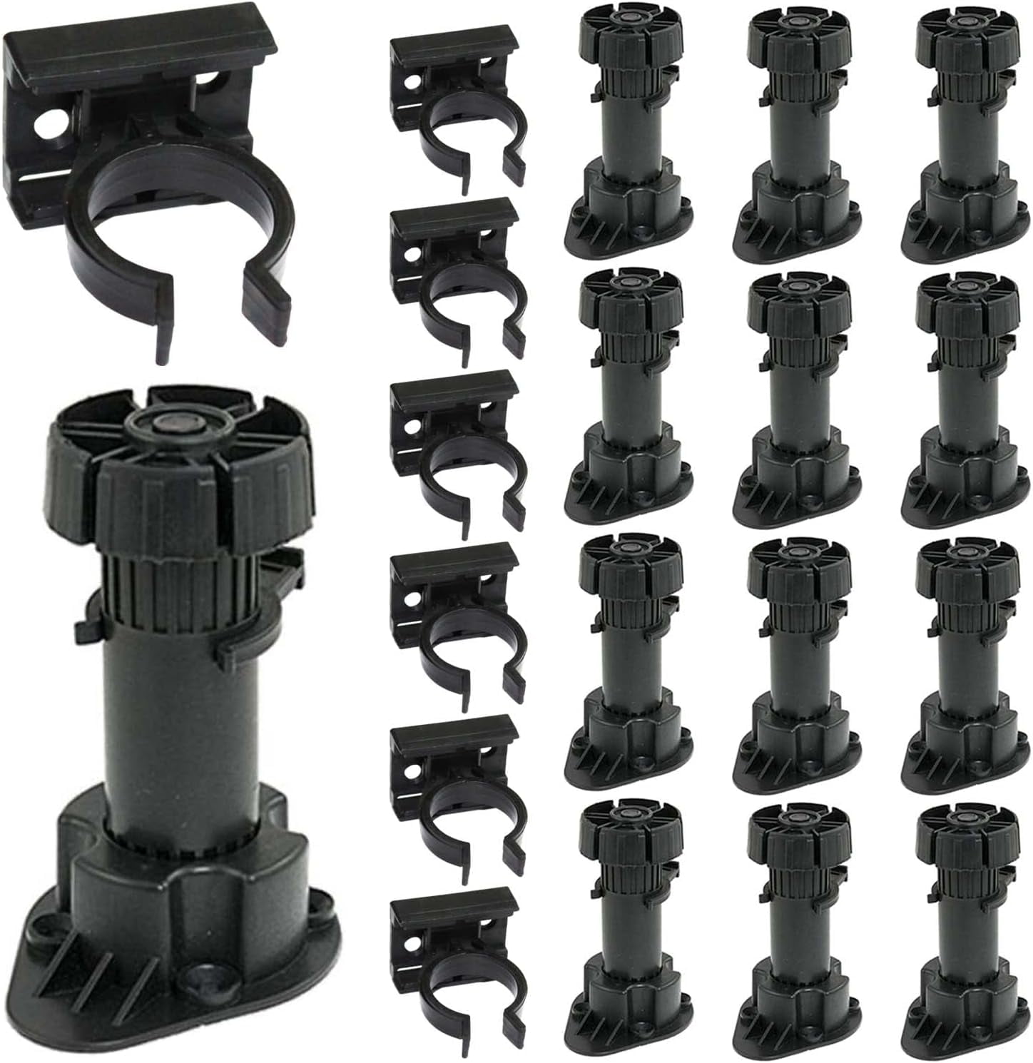 12 Pieces 10 Legs + 6 Height Adjustable Kitchen Cabinet Clips with ...
